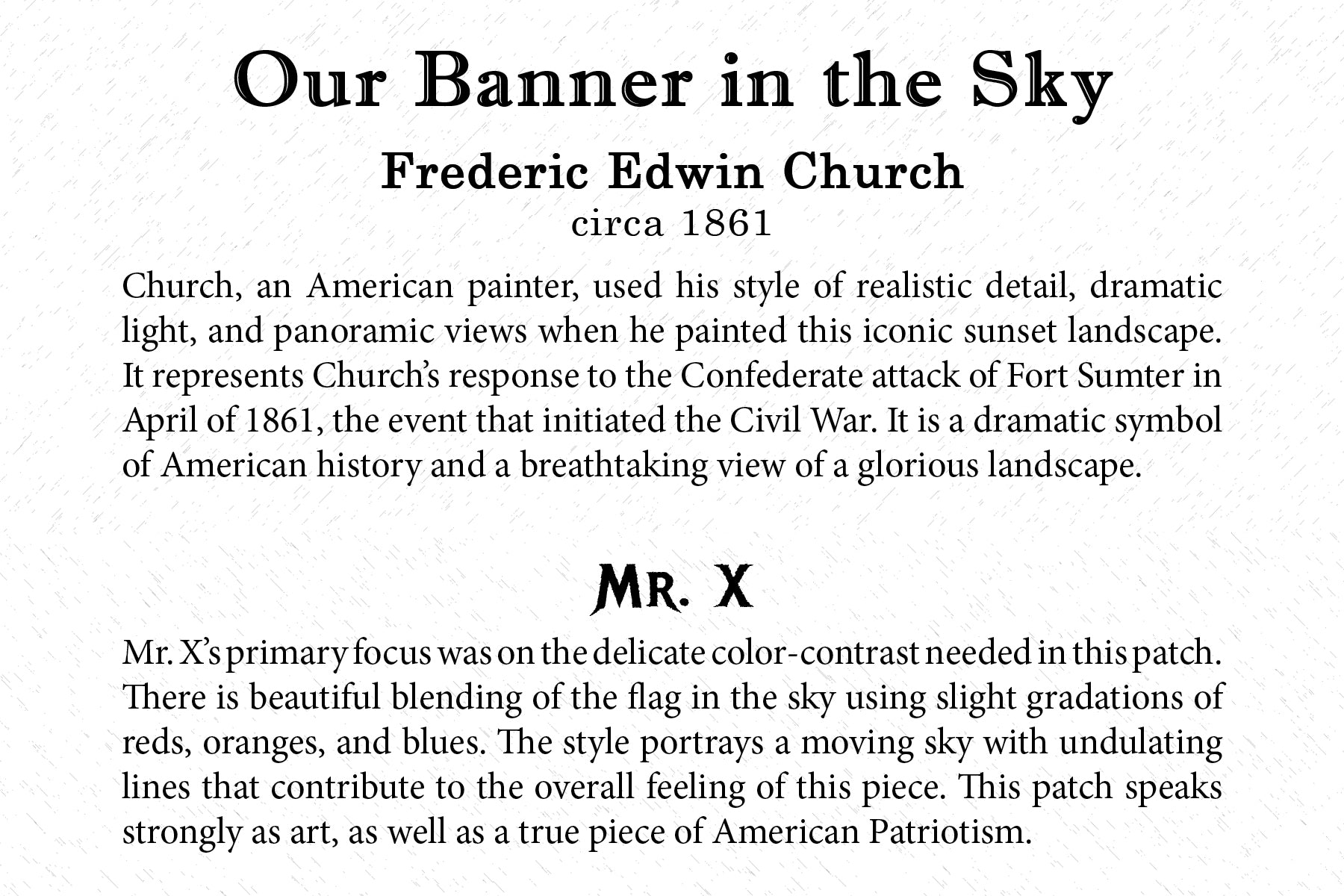 Our Banner in the Sky - Mr. X Label